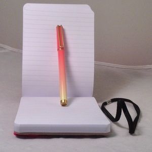 Clementine | Office | Black Floral Notepad With Sunset Colored Pen ...